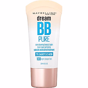 Maybelline Dream Pure Skin Clearing BB Cream, 8-in-1 Skin Perfecting Beauty Balm With 2% Salicylic Acid, Sheer Tint Coverage, Oil-Free, Light, 1 Count
