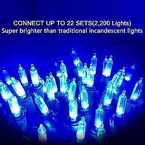 Heyworld Blue Christmas Lights, UL Certified 100 LED Mini Tree Lights, 33ft Xmas Lights, 120V Indoor & Outdoor String Lights, Waterproof Wire Lights for Christmas Tree, Patio, Garden, Home Decoration