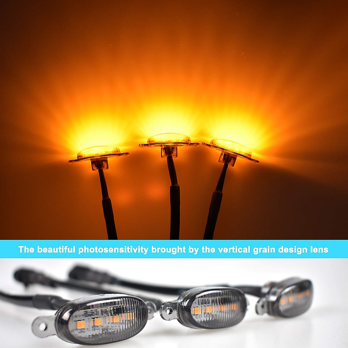 Boigoo Front Grill Lights compatible for Ford Raptor F150 Grilles 2010-2014 & 2017-up, Yellow LED Parking/Running Amber Light, Not for Aftermarket Grille | 2011 2012 2013 2018 2019 2020 2021