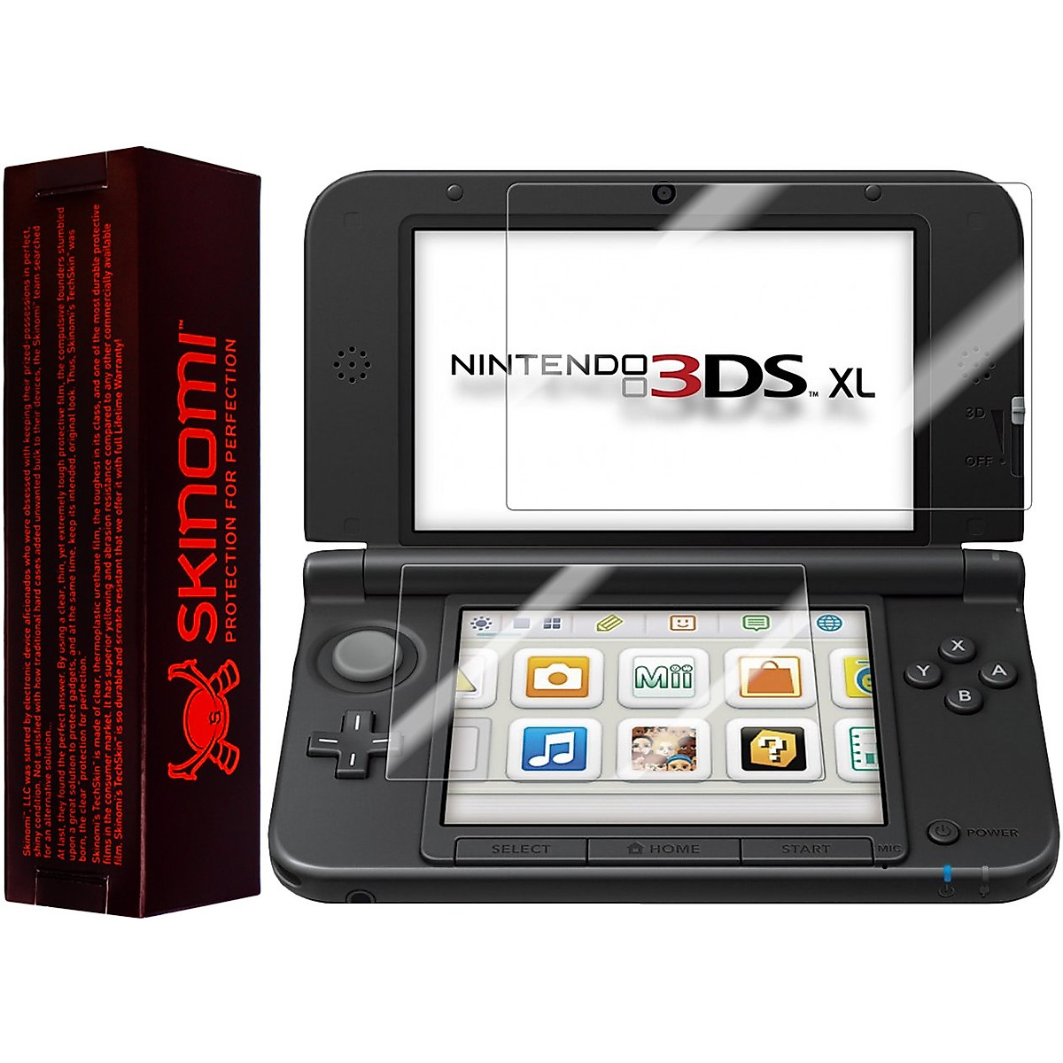 Skinomi Clear TechSkin Screen Protector for Nintendo 3DS XL (2021, 1st Generation) TPU Anti-Bubble Clear HD Film