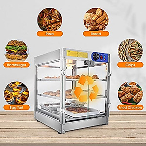 WeChef Commercial Food Warmer 3-Tier 20x20x24" Countertop Food Pizza Pastry Warmer Display Case 750W 110V