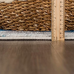 Hauteloom Istanbul Collection Modern Abstract Living Room Bedroom Area Rug - Marble Swirl Pattern - Contemporary Carpet - Grey, Blue, Beige, Navy Blue - 7'10" x 10'3"