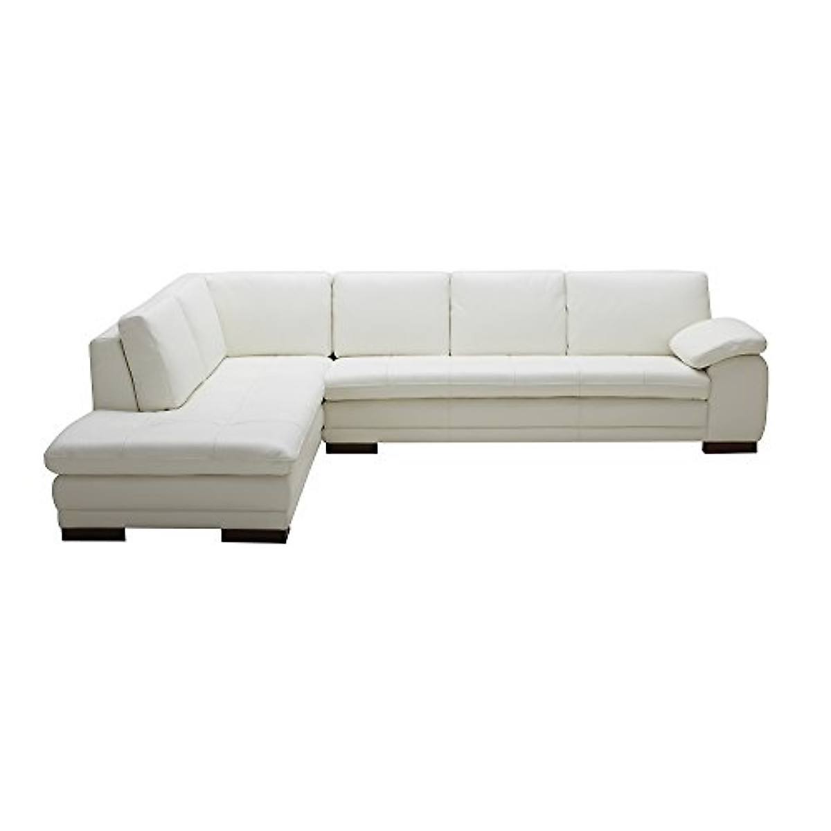 J and M Furniture 625 Italian Leather Sectional White, Transitional