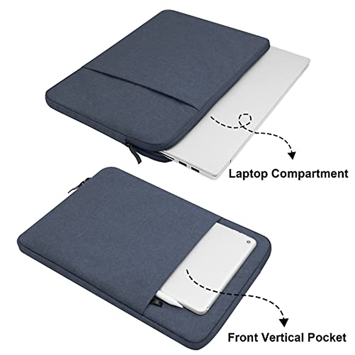 Laptop Sleeve Compatible with 13-14-16 Inch M1 M2 MacBook Pro/MacBook Air/IPAD Air/IPAD Pro, Faux Leather 14in Case, Gray