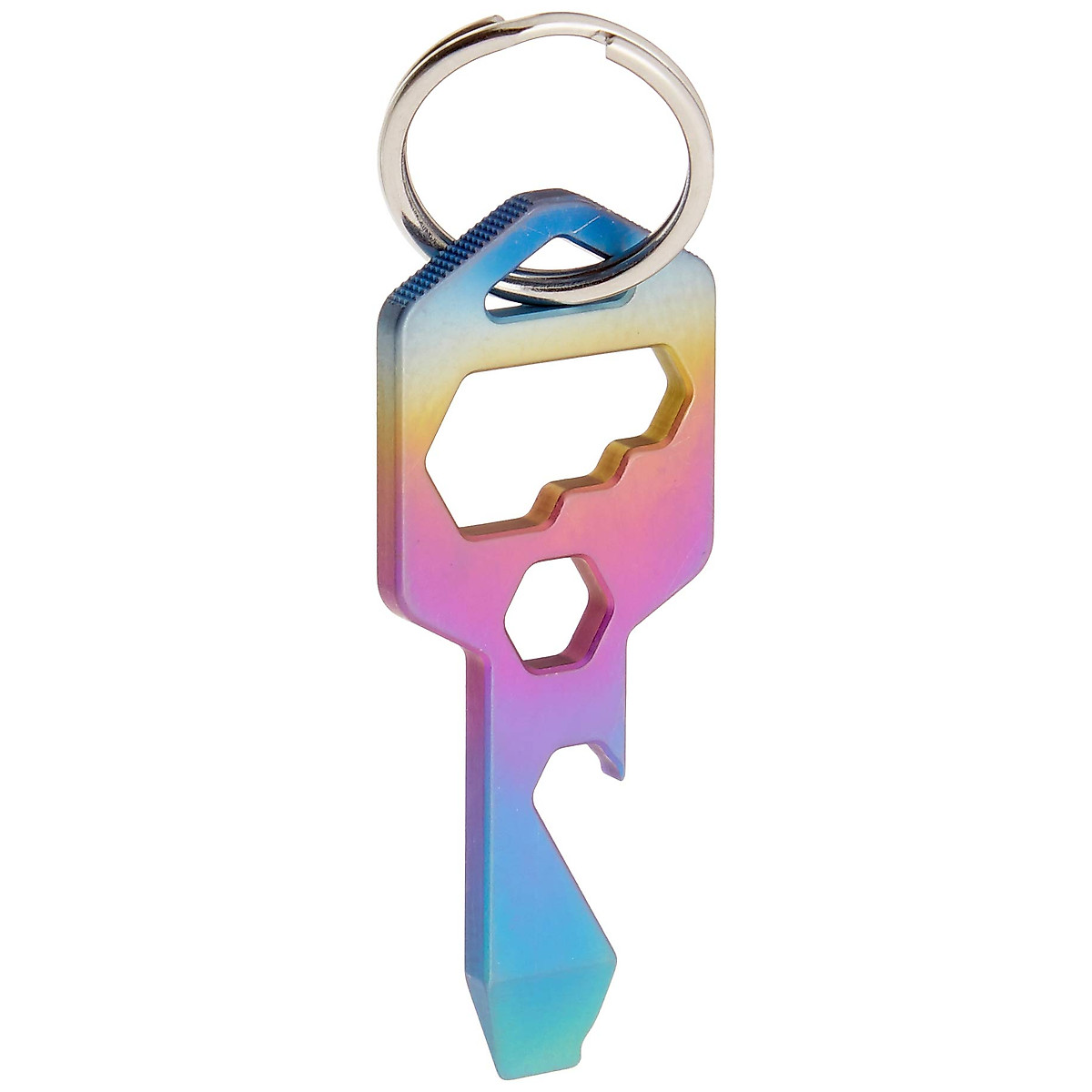 CLOSS 8 in 1 Titanium Multitool Keychain- Bottle Opener, Screwdriver and Wrench (Silver)