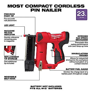 2540-20 M12 12V 23 Gauge Compact Cordless Pin Nailer - Bare Tool