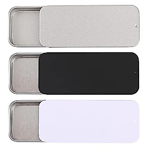 KALIONE Metal Box Containers Empty Slide Top Small Metal Containers 3.14 by 1.34 by 0.4 Inch Rectangular Storage Box Containers for Candies Jewelry Crafts Pills Survival Kit 3Pcs