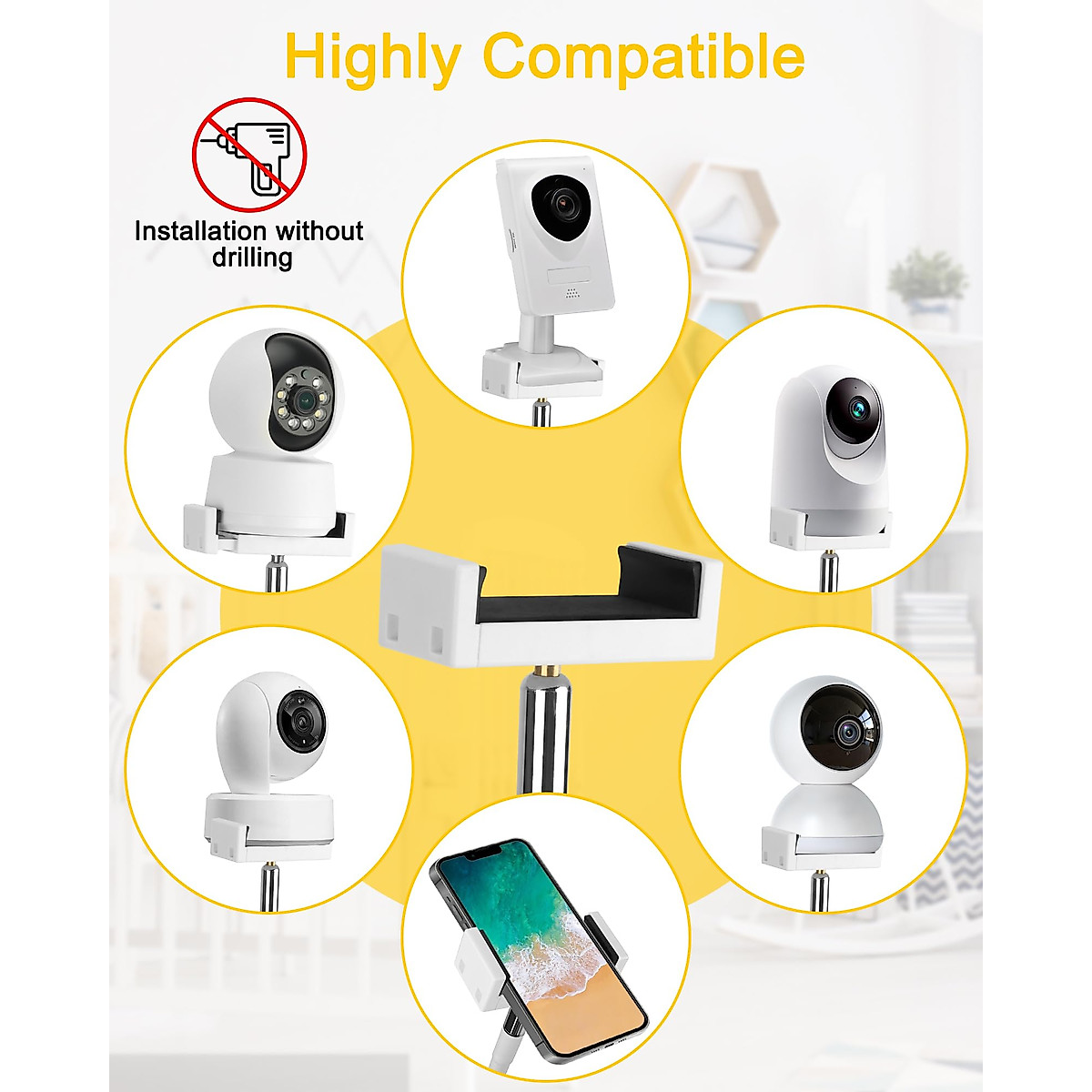 Eadaiylon Monitor Floor Stand Holder for Baby Monitors, Secure Baby Monitor Mount and Adjustable Height, Compatible with Infant Optics DXR-8 Pro