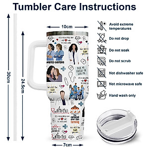 34HD Med Tv Show Lover Gifts, Show Tumbler with Handle and Straw, 40oz Stainless Steel Insulated Med School Student Coffee Mug, Unique Gifts for Doctor Nurse Appreciation