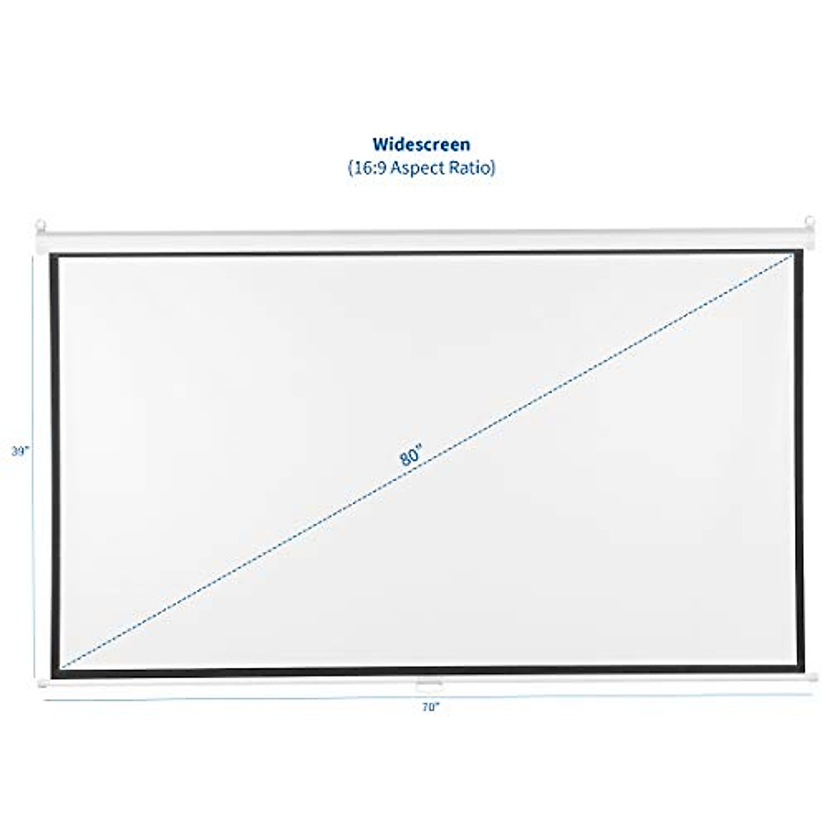 VIVO 80 inch Projector Screen, Diagonal 16:9 Projection HD, 4K 3D 1080P HD Manual Pull Down Matte White Home Theater VIVO, PS-M-080