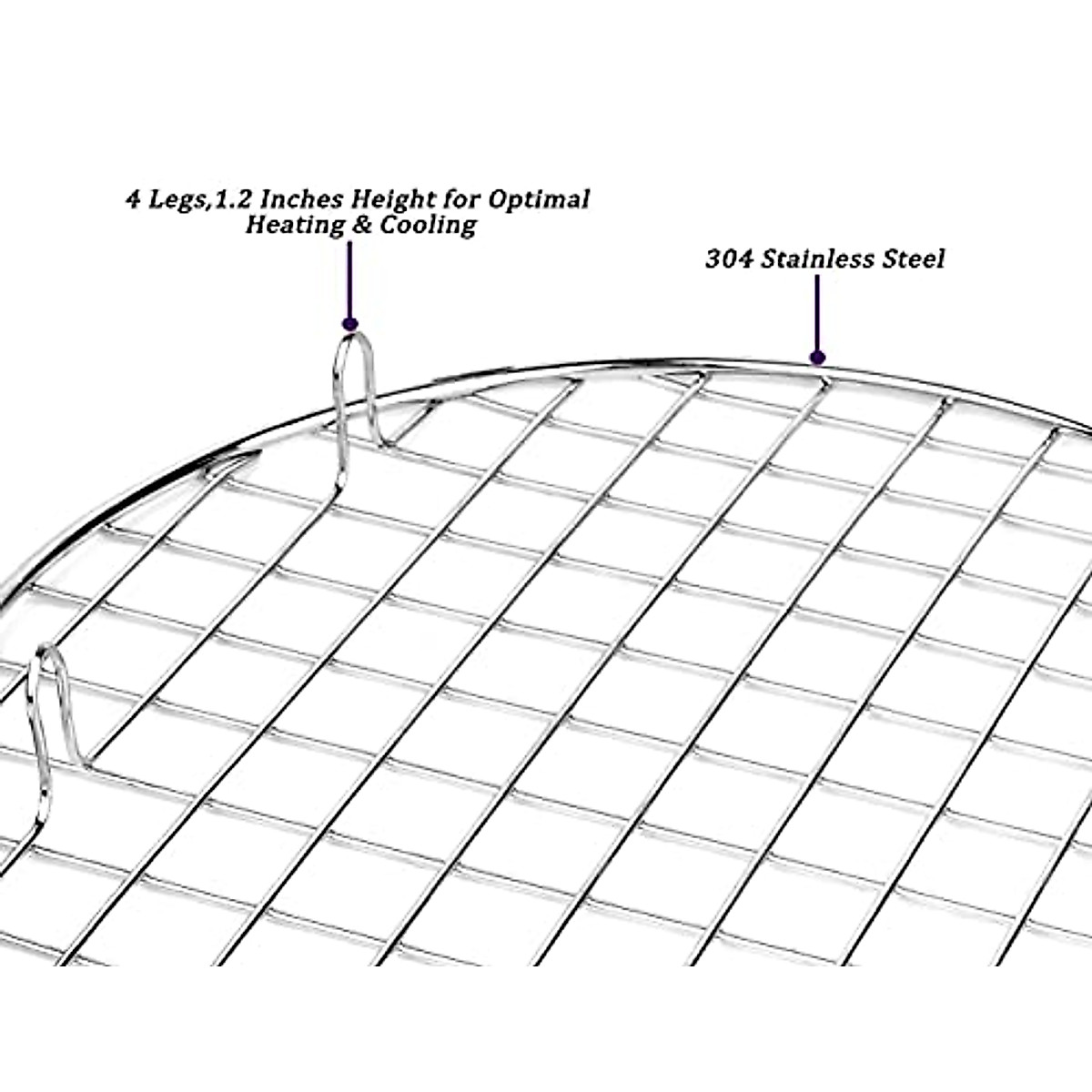 bafvt BBQ Accessories Grill Rack - 304 Stainless Steel Baking Cooking Round Rack for Rib Cookie Cakes, 10 Inches…
