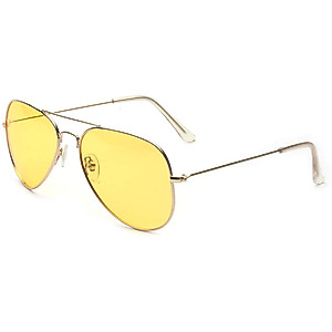 Outray Night Vision Polarized Aviator Sunglasses for Driving (Gold Frame/Yellow Lens, Yellow)