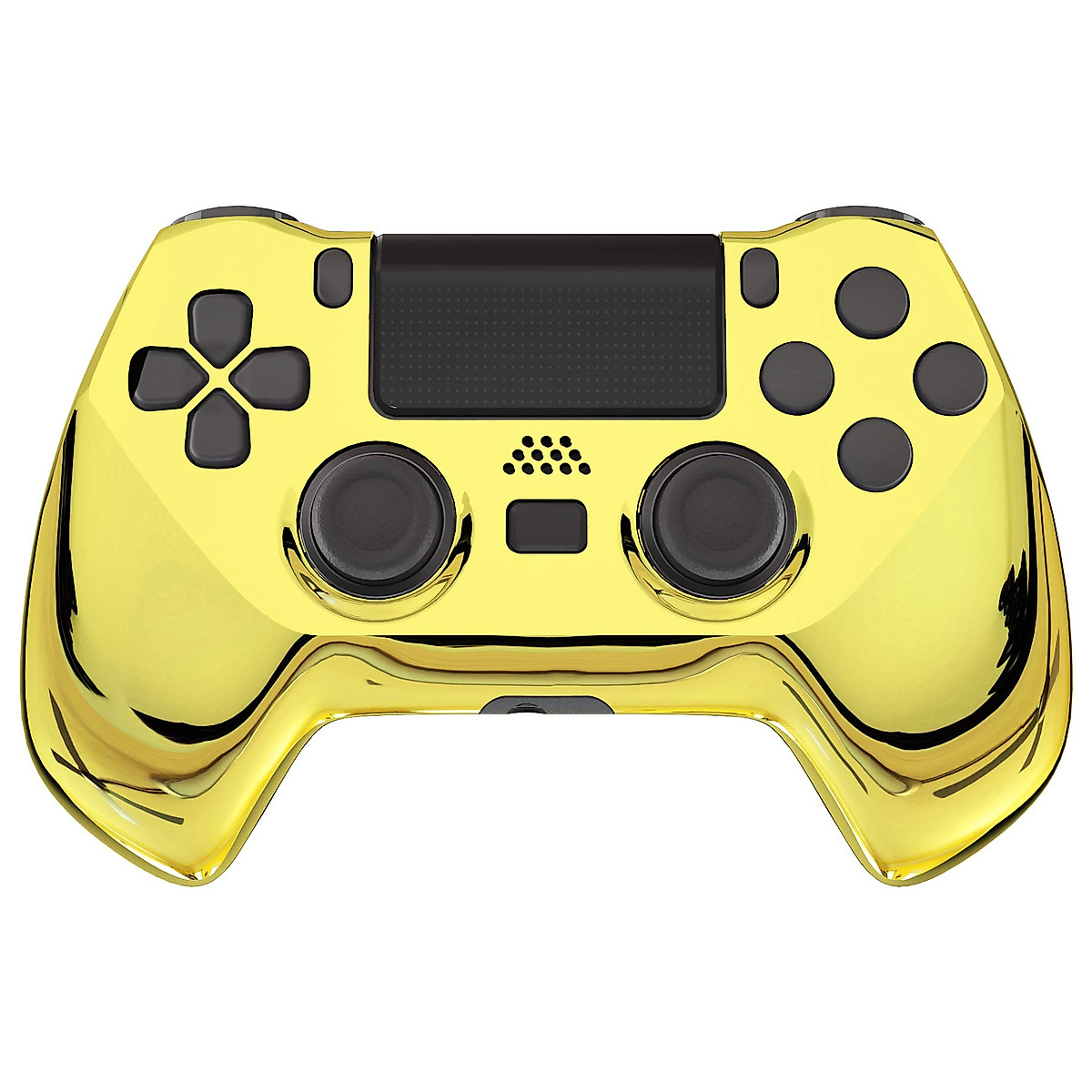 eXtremeRate Chrome Gold Decade Tournament Controller (DTC) Upgrade Kit for PS4 Controller JDM-040/050/055, Upgrade Board & Ergonomic Shell & Back Buttons & Trigger Stops - Controller NOT Included