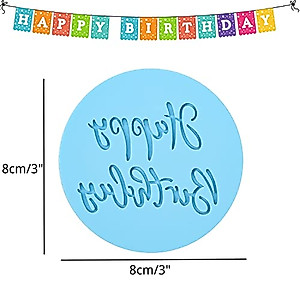 Crethinkaty Happy Birthday Fondant Embosser 3D Design Cookie Stamp for Baking Cookies,Decorating Cake/Sugar Paste/Cupcake