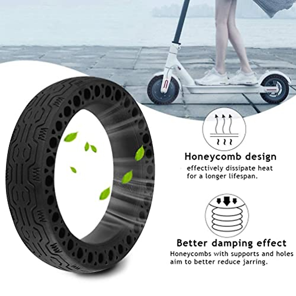 YBang Solid Tire 60/70-6.5 for Ninebot Segway Max G30 Electric Scooter 10 inch Spare Honeycomb Tire Explosion Proof (2 pcs)