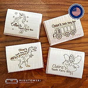 Mikutowski Woodworking Name Customized Tooth Fairy Box for Boys and Girls - Made in USA Customized Baby Teeth Keepsake Wooden Holder for Kids Tooth - Shower Birthday Gift Idea (TFB-01)