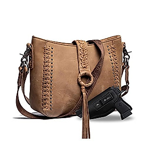 Montana West Genuine Leather Hobo Shoulder Bag for Women Western Woven Satchel Handbags Crossbody Purse With Tassel MWL-G001BR