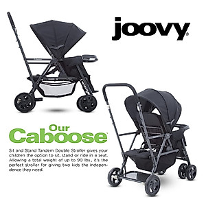 Joovy Caboose Sit and Stand Double Stroller with Rear Bench and Standing Platform, 3-Way Reclining Seats, Optional Rear Seat, and Universal Car Seat Adapter (Amber)