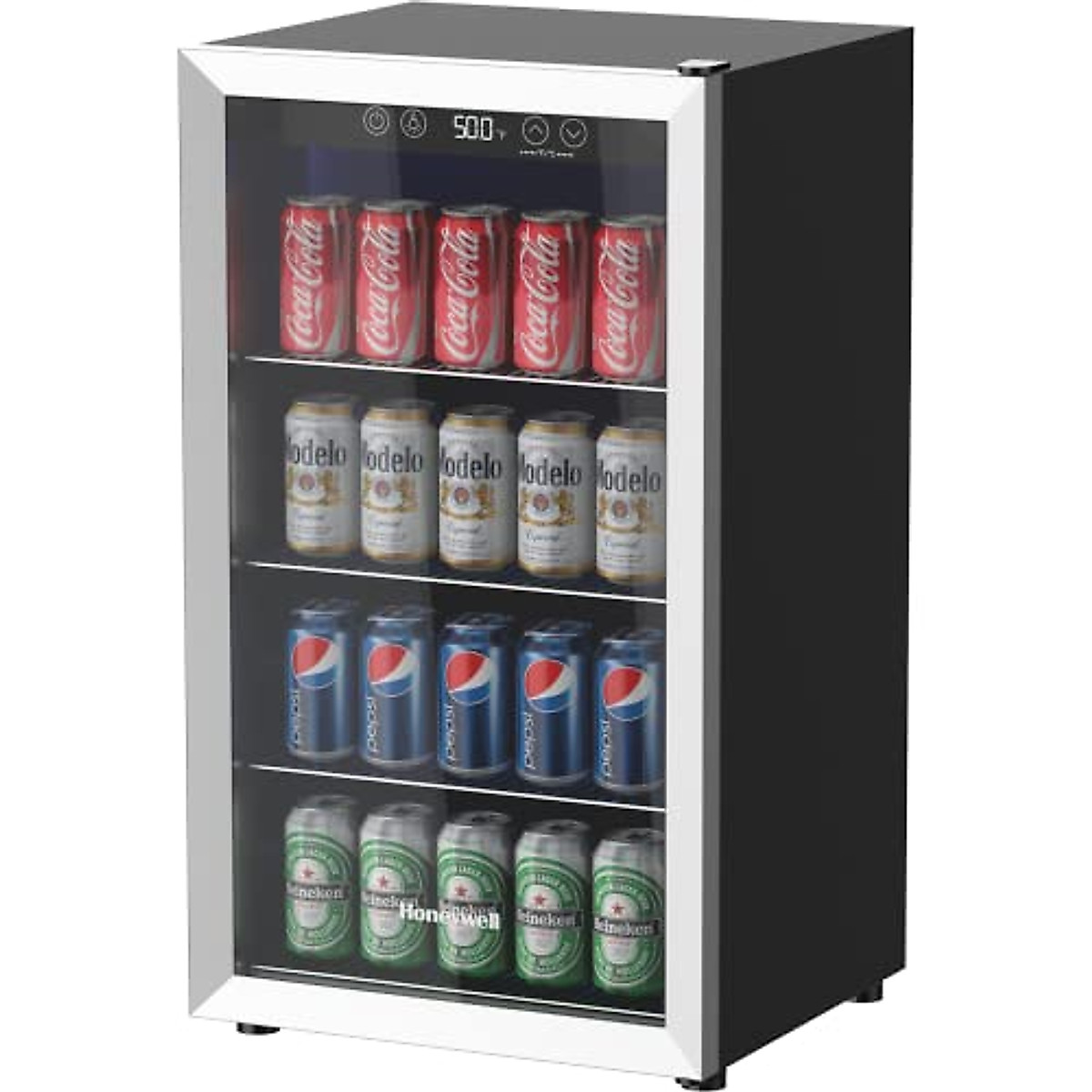 Honeywell Beverage Refrigerator and Cooler, 115 Can Mini Fridge with Glass Door for Soda Beer or Wine for Office or Bar with Adjustable Removable Shelving