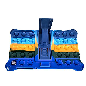 iZi Way Pop it Tablet Case for Samsung Tab A 8.0" 2019 | SM-T290/T295/T297 Kids Boys, Fidget Poppet Pop Its Push Bubble Silicone Cover Stand Strap Pencil Holder for Samsung Galaxy Tab A 8.0 - Blue