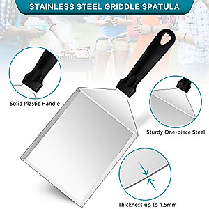 Leonyo Hamburger Spatula & 8.2x4.2 Inch Rectangular Burger Press, Heavy Duty Griddle Metal Turner Flipper & Stainless Steel Smash Bacon Grill Press for Flat Top BBQ Cheese Burger Patty, Plastic Handle