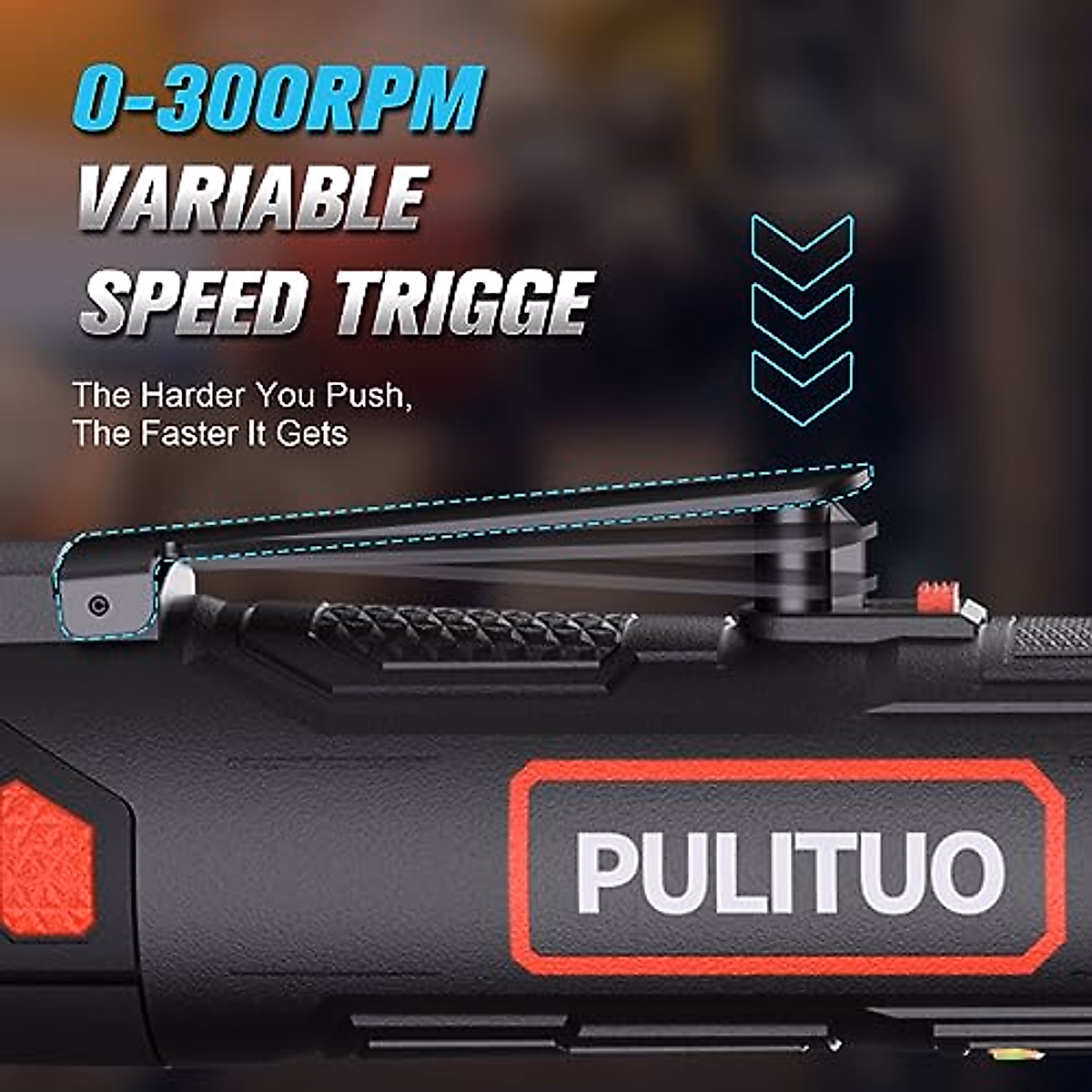 PULITUO Cordless Electric Ratchet Wrench 3/8", 12V Power Ratchet Tool Kit 37 Ft.Lbs (50 N.m) with 2-PACK 2000mAh Lithium-Ion Batteries, 45 Min Fast Charger, Variable Speed 10 Sockets