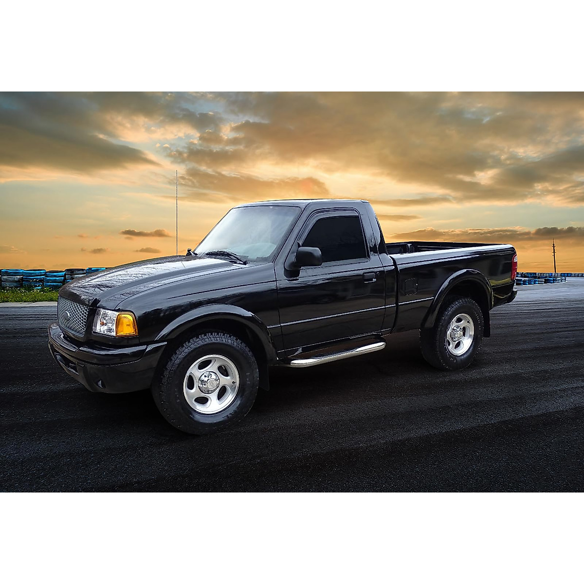 Window Visor Compatible with 1993-2011 Ford Ranger Mazda, in Channel Style Dark Smoke Tint Acrylic Shade Rain Sun Guard Wind Vent Air Deflector by IKON MOTORSPORTS, 1994 1995 1996 1997 1998 1999