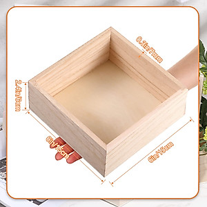 6 Pack Unfinished Wooden Box, 6 x 6 Inch Square Rustic Wooden Box Craft Storage Organizer Box for Storage, Art Collectibles, Home Decor, Desktop Decor, Succulent Plant Pot, Drawer, DIY Craft
