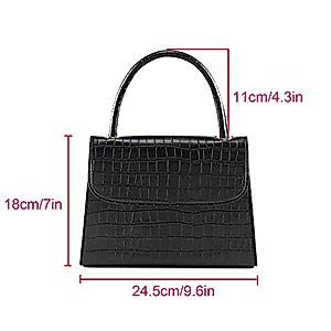 Ayliss Women Small Crocodile Tote Clutch Shoulder Handbag Classic Troc Purse Wallet Bag Top Handle Handbag PU Leather Zipper (Black #1)