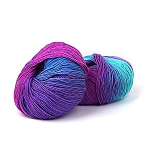 Beerty 1Ball 50g Hand-woven Rainbow Colorful Crochet Cashmere Wool Blend Yarn Knitting