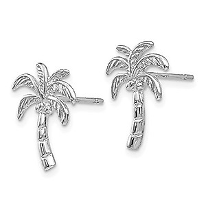 Real 14kt White Gold Palm Tree Post Earrings