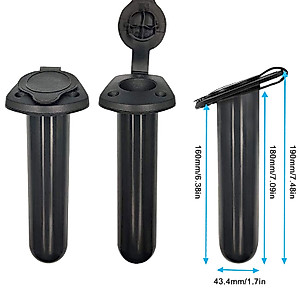 Kayak Flush Mount Fishing Boat Rod Holder with Cap - Plastic Fishing Tackle Accessory Tool for Kayak Boat Canoe Pole