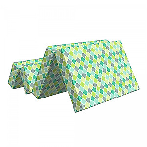 Ambesonne Teal Foldable Mattress, Vibrant Trellis Quatrefoil, 74.8" x 39.4", Multicolor