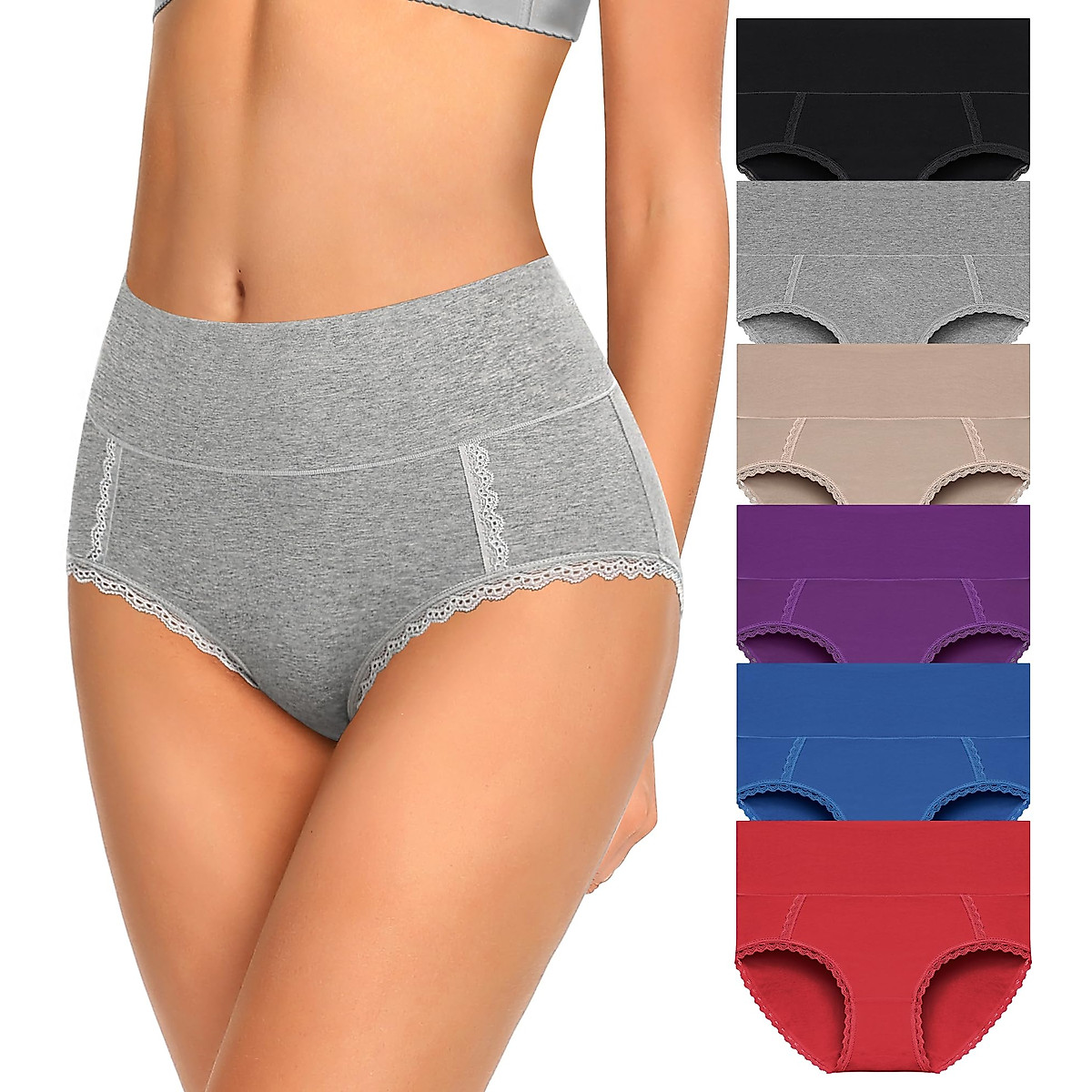 MISSWHO High Waisted Underwear Womens Cotton C Section Postpartum Stretch Panties Tummy Control Briefs Ladies Size Medium 6 Pack