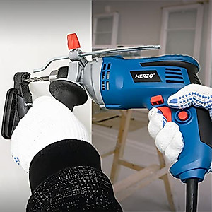 Hammer Drill HERZO Corded Impact Drill 7 Amp 1/2 Inch 2700 RPM,360° Rotatable Handle for Wood,Plastic,Steel