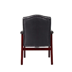 Leather Reception Guest Chairs with Padded Seat and Arms, Ergonomic Mid-Back Office Executive Chair for Meeting Waiting Room Conference Office, Guest Chairs