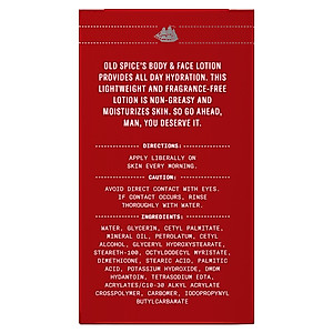 Old Spice Hydrating Body and Face Lotion, Unscented, 4 oz