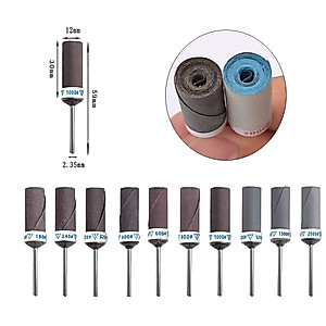 𝐋𝐮𝐨 𝐤𝐞 10 Pcs Mixed Grit Sandpaper Rolls Set,3/32 Inch Shank Abrasive Sanding Sleeve for Rotary Tool