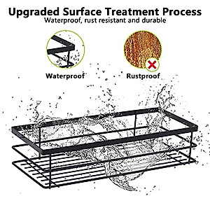 PINPON Over the Door Shower Caddy 5-tier Adjustable Hanging Shower Organizer with 8 Hooks Extra Large Metal Rustproof Bathroom Shelves Rack with 2 Detachable Soap Holder(Black)