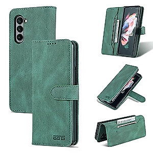 Case for Samsung Galaxy Z Fold 5,Luxury Wallet Flip Premium PU Leather Card Purse Shockproof Phone Cover Compatible with Galaxy Z Fold 5(Green)