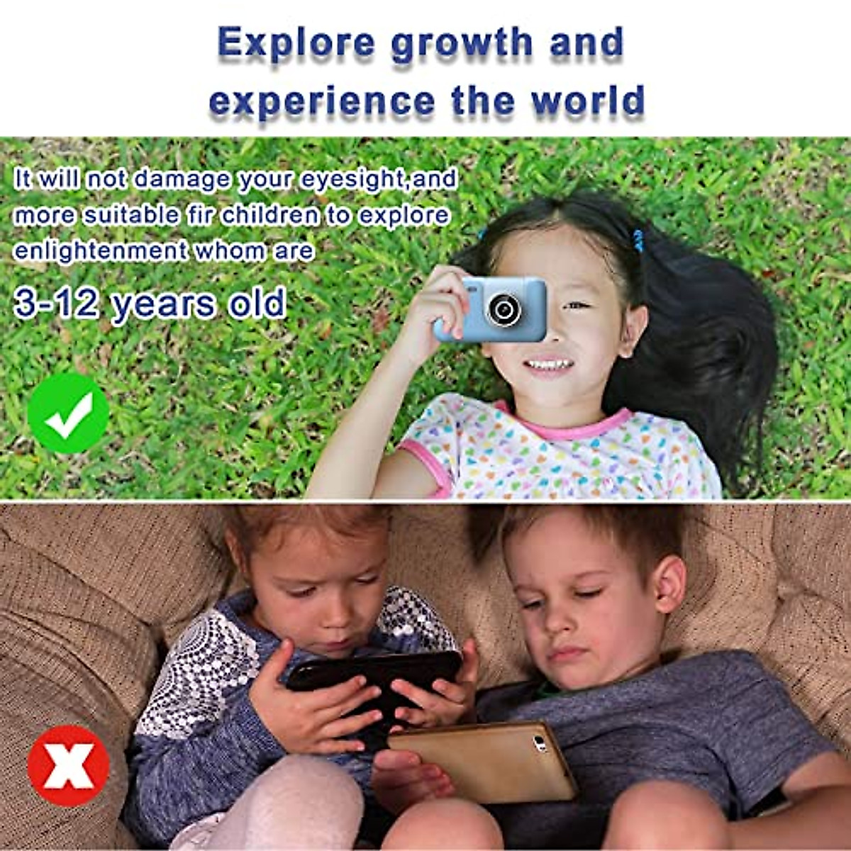 Yanvan Digital Camera 2.4 Inch Full HD 1080P Kids Camera Mini Vlogging Camera, Compact Pocket Camera Point and Shoot Camera for Kids Teens Beginners, Christmas Birthday Gift