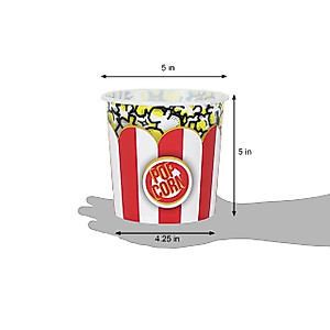 Movie Theater Popcorn Buckets Set - Wabash Valley Farms Red and White Popcorn Tub Set, Perfect for Movie Theater Decor, Outdoor Movie Night Supplies, and Movie Night Gift Baskets (1 Jumbo and 5 Small)