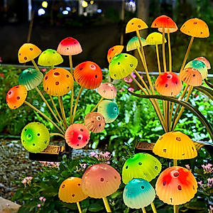 Solar Garden Lights, 2 Pack Solar Mushroom Lights Outdoor, Upgraded 24LED Mushroom Flower Light Yard Decor Outside Waterproof, Garden Decor for Lawn Front Porch Patio Backyard