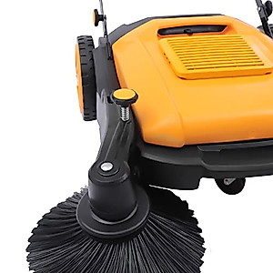 biniliubi 41" Industrial Walk-Behind Floor Sweeper Hand Push Sweeper 2 Brushes Industrial Walk Behind Street Pavement Cleaner for Outdoor Large Area