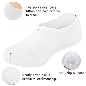 Witwot 10 Pairs No Show Socks for Kids Girls Boys Ankle Socks 5-6 Years White