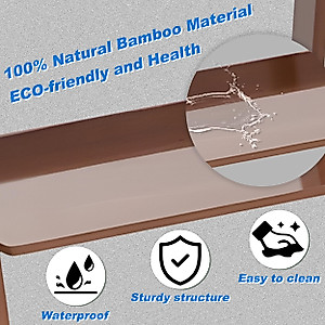 DOUSY-5-Tier Ladder Shelf Bookcase, Bamboo Ladder Bookshelf Leaning Bookshelf, Freestanding Storage Shelf Boho Bookshelf for Living Room, Home Office, Bedroom, Balcony, Walnut