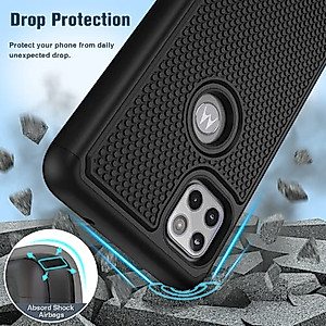 for Motorola One 5G Ace (One 5G UW Ace) Case: Dual Layer Protective Heavy Duty Cell Phone Cover Shockproof Rugged with Non Slip Textured Back - Military Protection Bumper - 6.7inch (Matte Black)