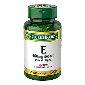 Nature’s Bounty Vitamin E 1000 IU Softgels, Supports Antioxidant Health & Immune System, 1 Pack, 60 Softgels