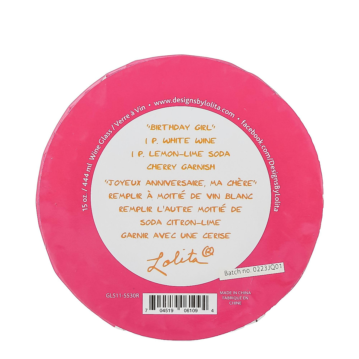 Lolita Birthday Girl Artisan Painted Wine Glass Gift