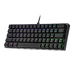 Cooler Master SK620 60% Space Gray Mechanical Low Profile Gaming Keyboard, Linear Red Switches, Customizable RGB, Ergonomic Design, USB-C Connectivity, Mac/Windows, QWERTY (SK-620-GKTR1-US)